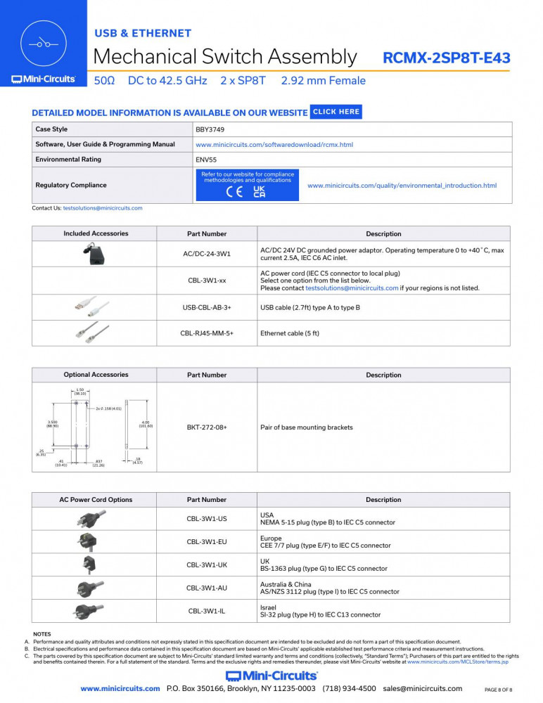 RCMX-2SP8T-E43 datasheet page 8