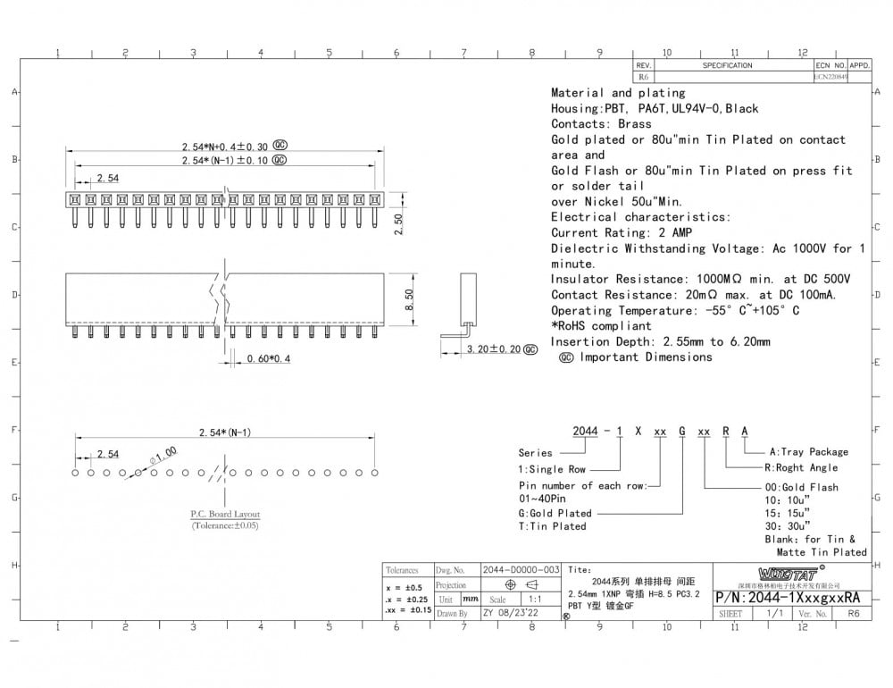 WingTAT 2044-1X40G00RA technical document page