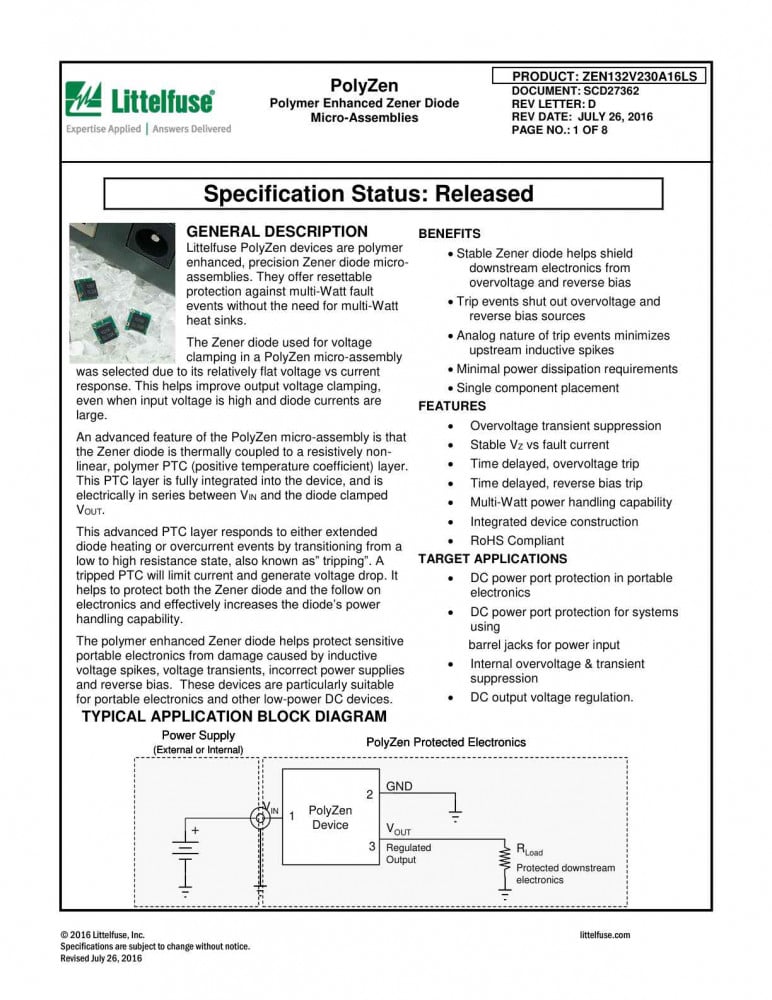 ZEN132V230A16LS datasheet page 1