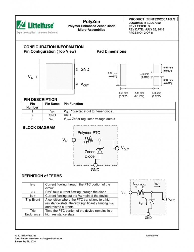 ZEN132V230A16LS datasheet page 2
