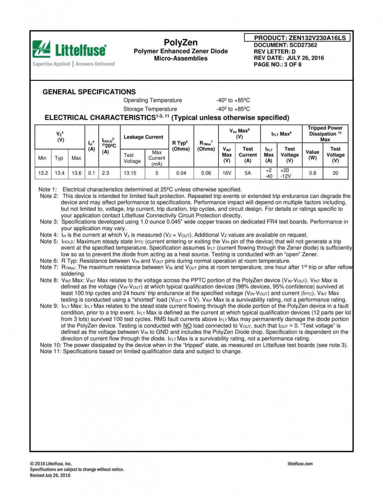 ZEN132V230A16LS datasheet page 3