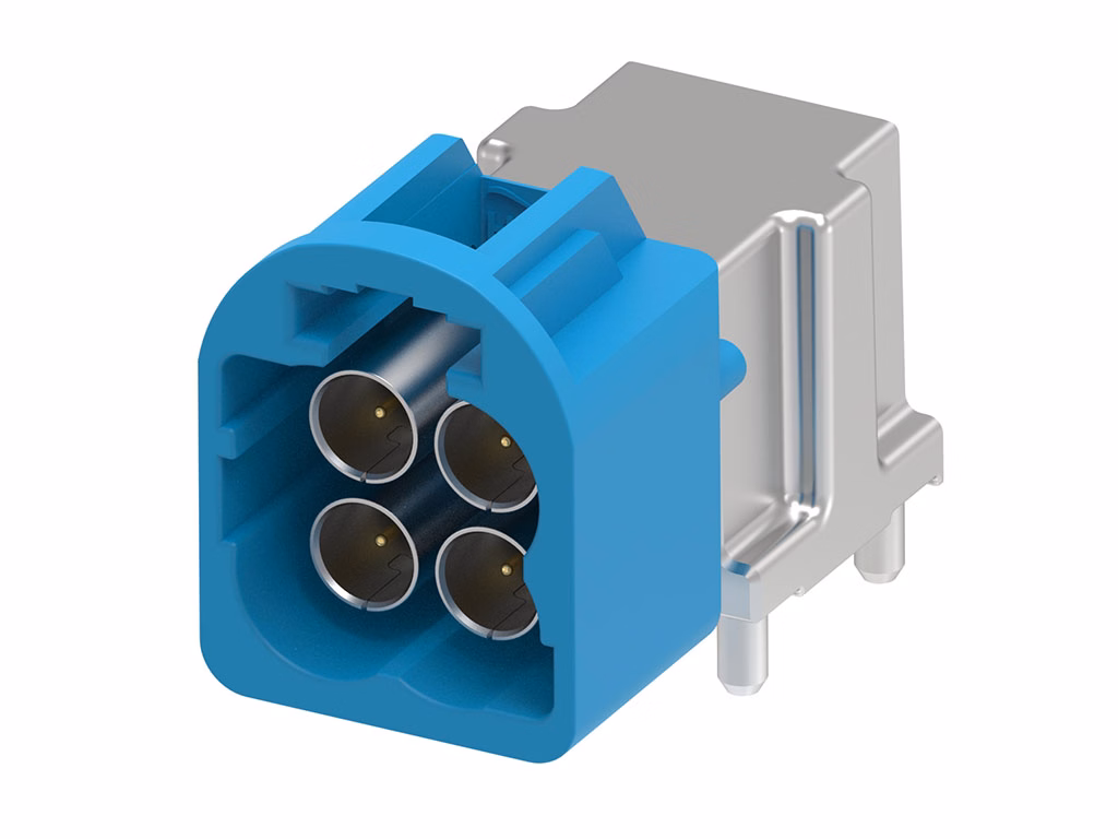 High-Speed FAKRA Mini (HFM) Quad Header, 2x2, Right-Angle, Through Hole, Key C, Blue, 50 Ohms for sale