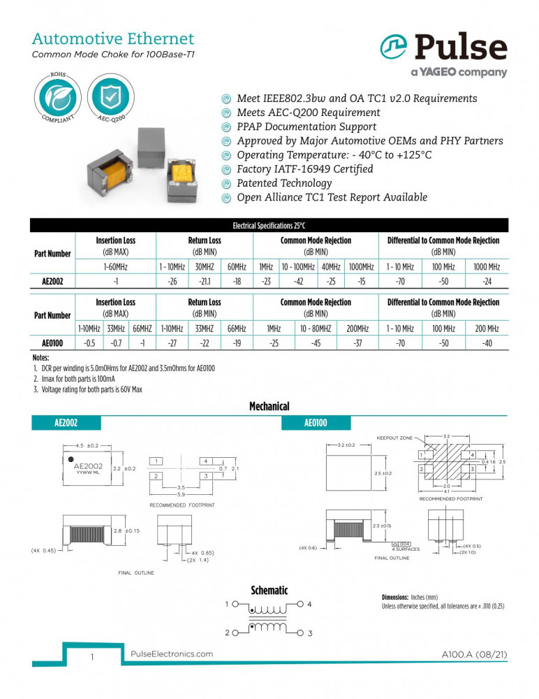 AE0100 technical document page 1