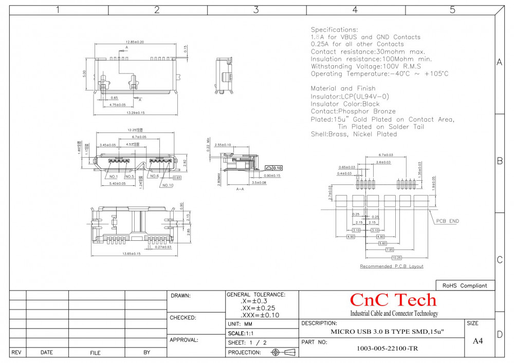 CNC Tech 1003-005-22100-TR product drawing