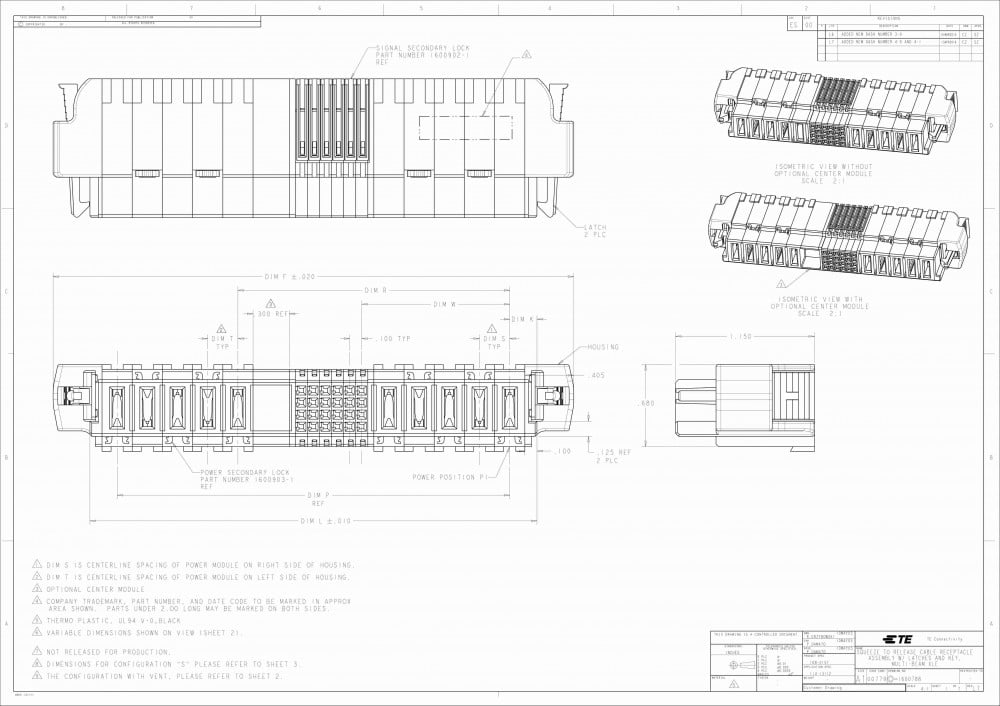 TE Connectivity 1600788 drawing page 1