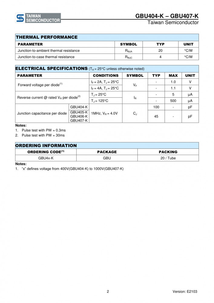 GBU406-K datasheet page 2