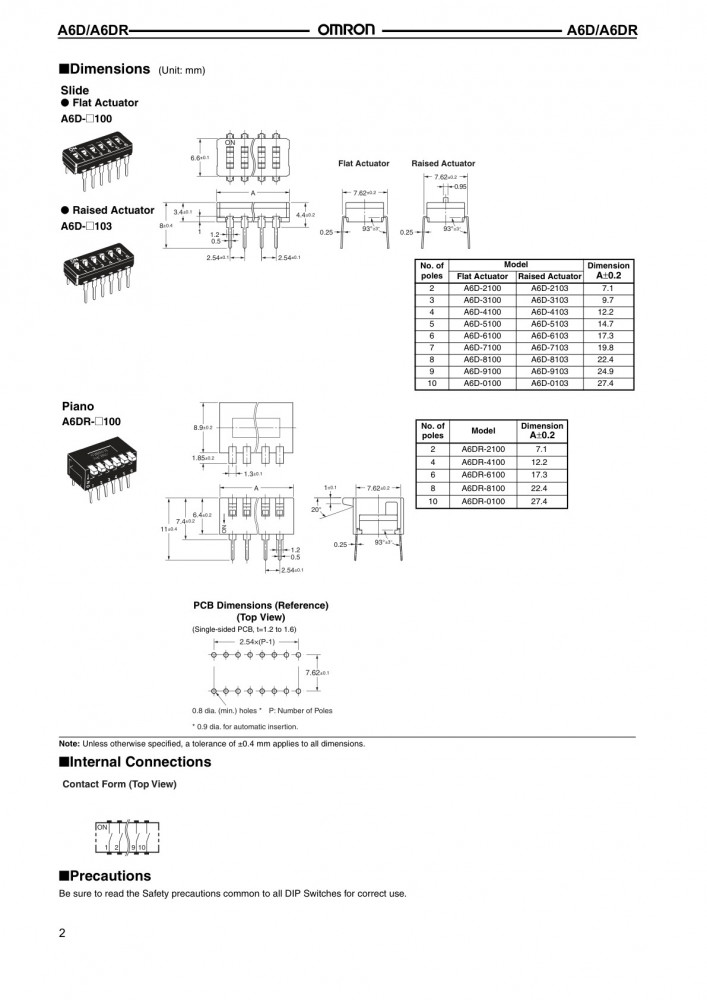OMRON A6DR-4100 product documentation page 2