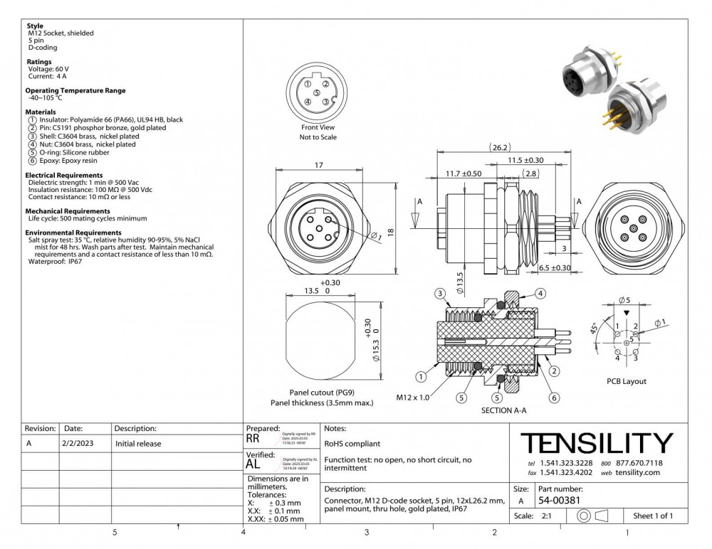 Tensility International 54-00381 product drawing