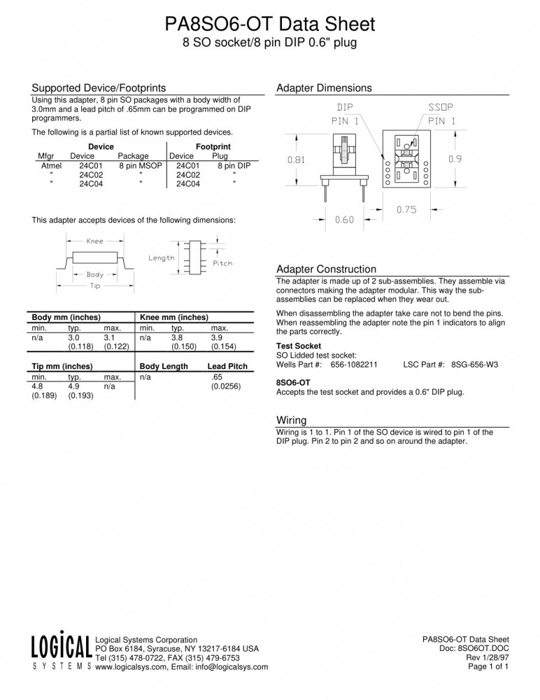 PA8SO6-OT datasheet page image