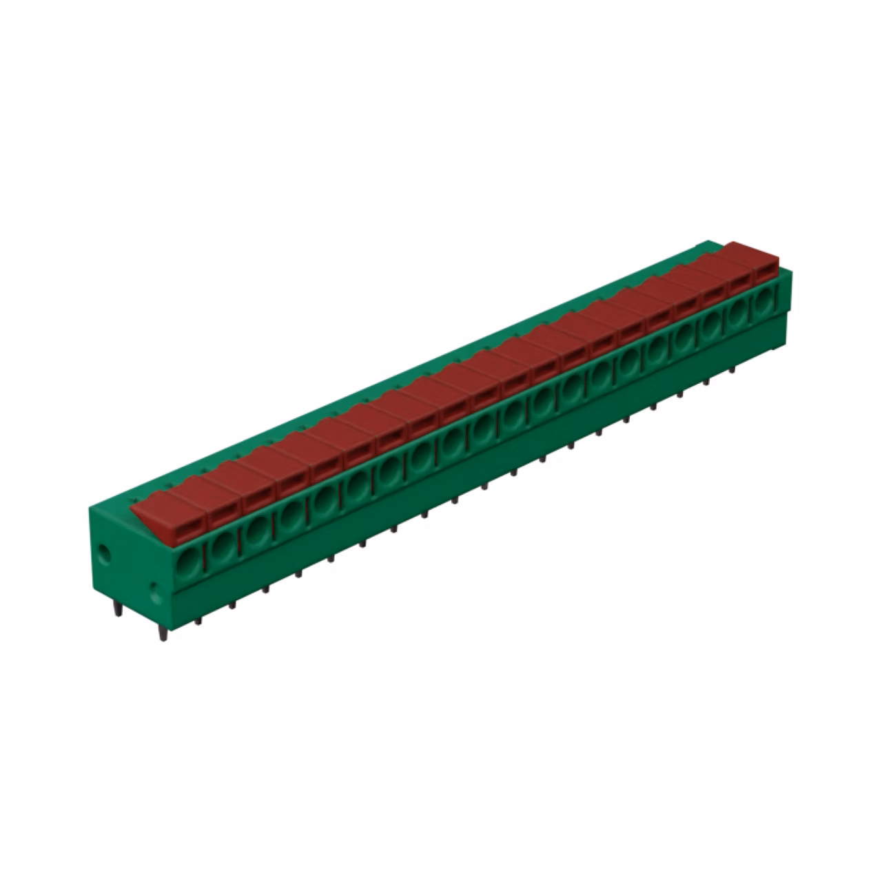5.00mm Pitch, Eurostyle Fixed-Mount Push-Button Terminal Block, Horizontal, 10A, 22-14 AWG, Green, 20 Circuits for sale