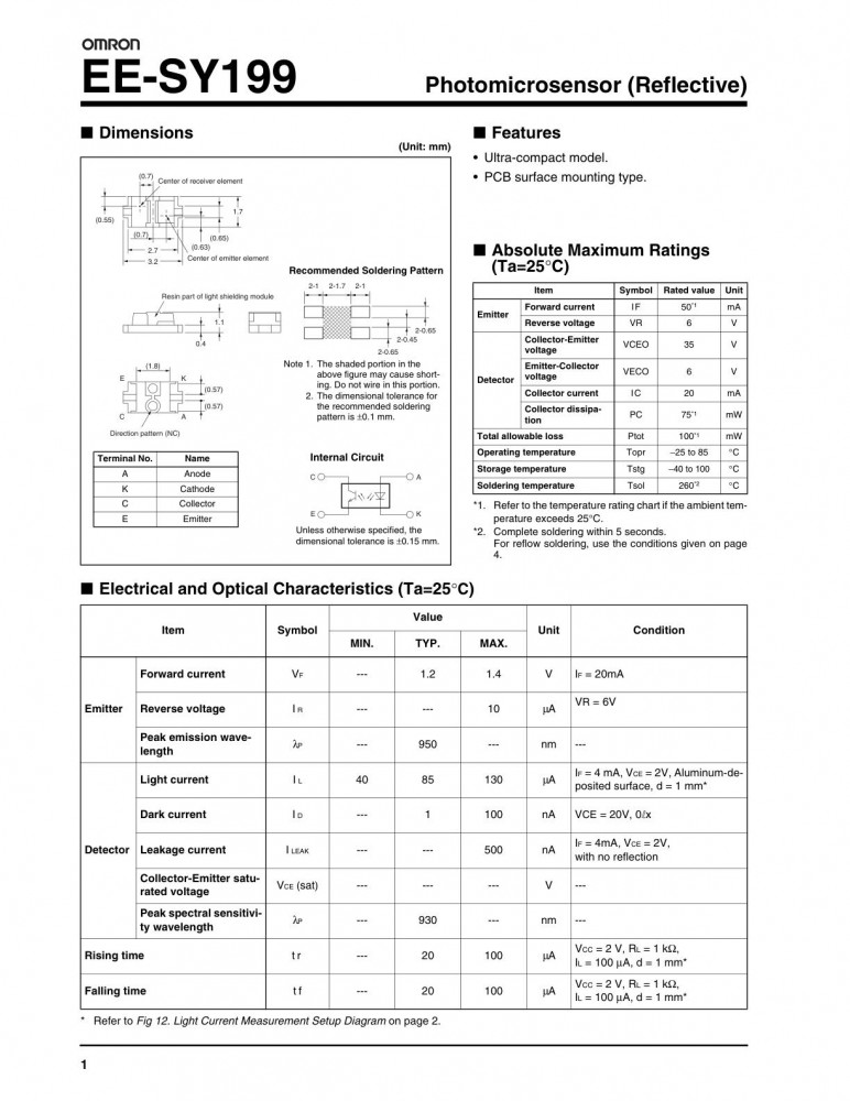 EE-SY199 datasheet page 1