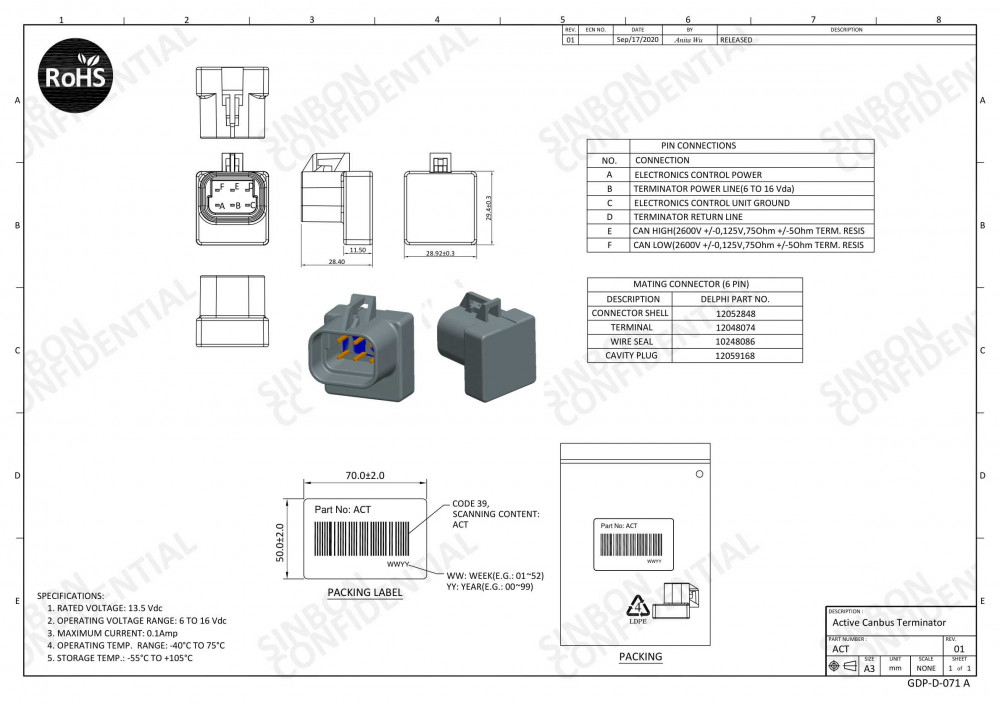 SINBON ACT Active CAN Bus Terminator technical document