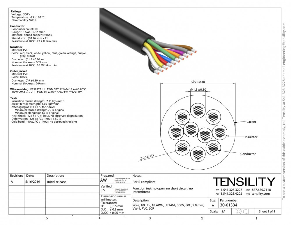Tensility International 30-01334 product drawing preview