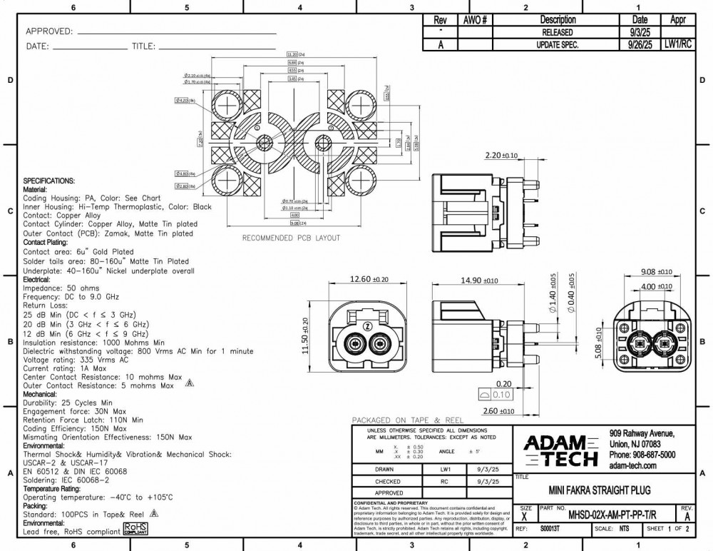 ADAM TECH MHSD-02X-AM-PT-PP-T/R technical drawing, page 1