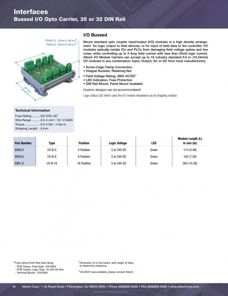 Altech 8956.0 technical document preview