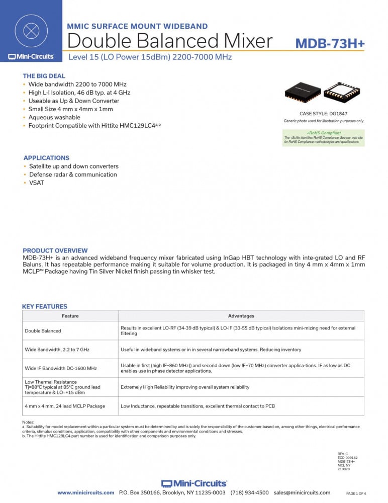 MDB-73H+ datasheet page 1