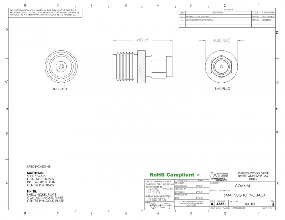 L-com BA580 technical document preview