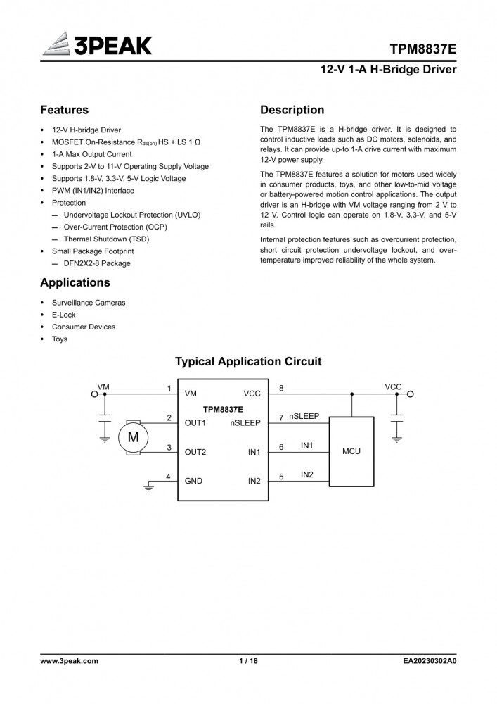 TPM8837E datasheet page 1