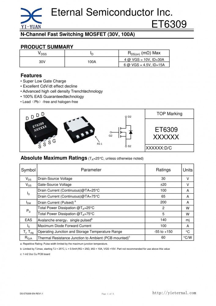 ET6309 datasheet page 1