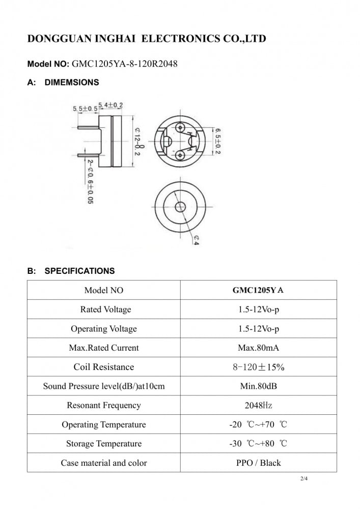 GMC1205YA-8R2048 specification page 2