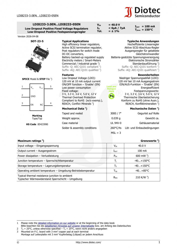 LDI8233 datasheet page 1