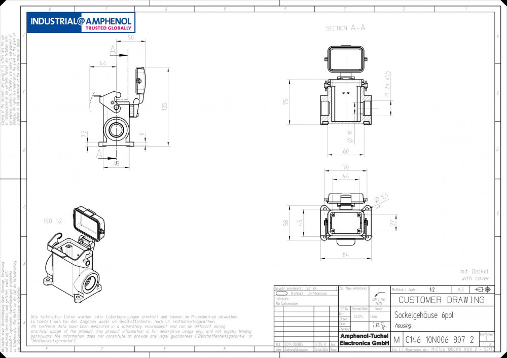 Amphenol C146 10N006 807 2 customer drawing preview
