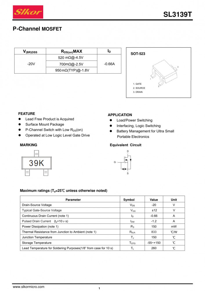 SL3139T datasheet page 1