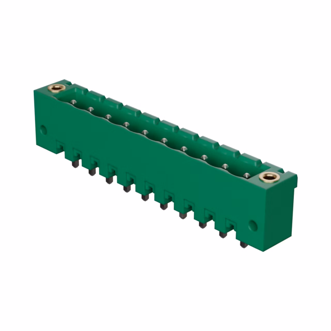 5.00mm Pitch Eurostyle Vertical PCB Header, with Threaded Retention Inserts, Green Housing, 10 Circuits for sale