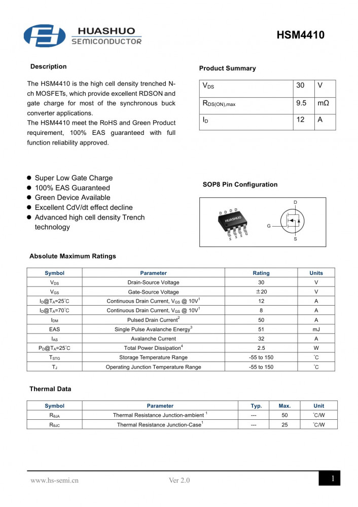 HSM4410 datasheet page 1
