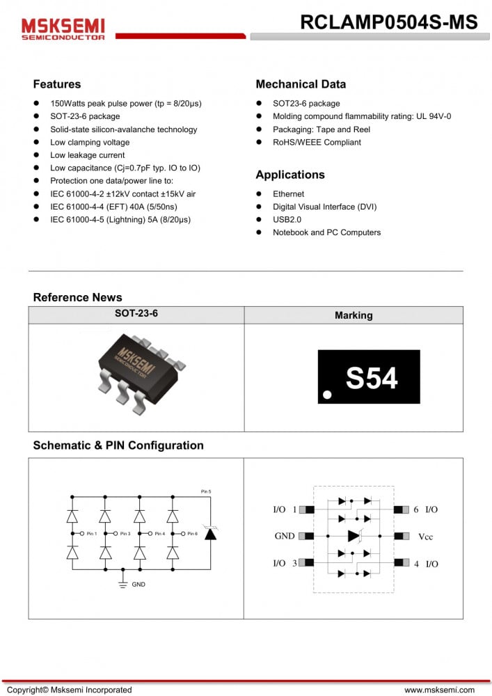 RCLAMP0504S-MS datasheet page 2