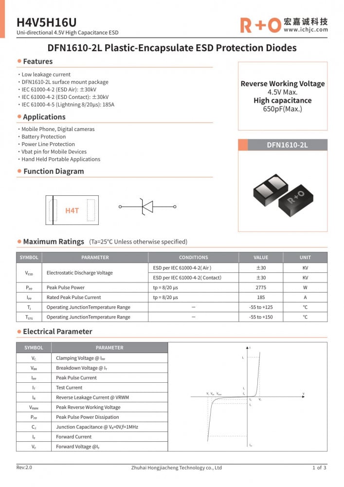 H4V5H16U datasheet page 1