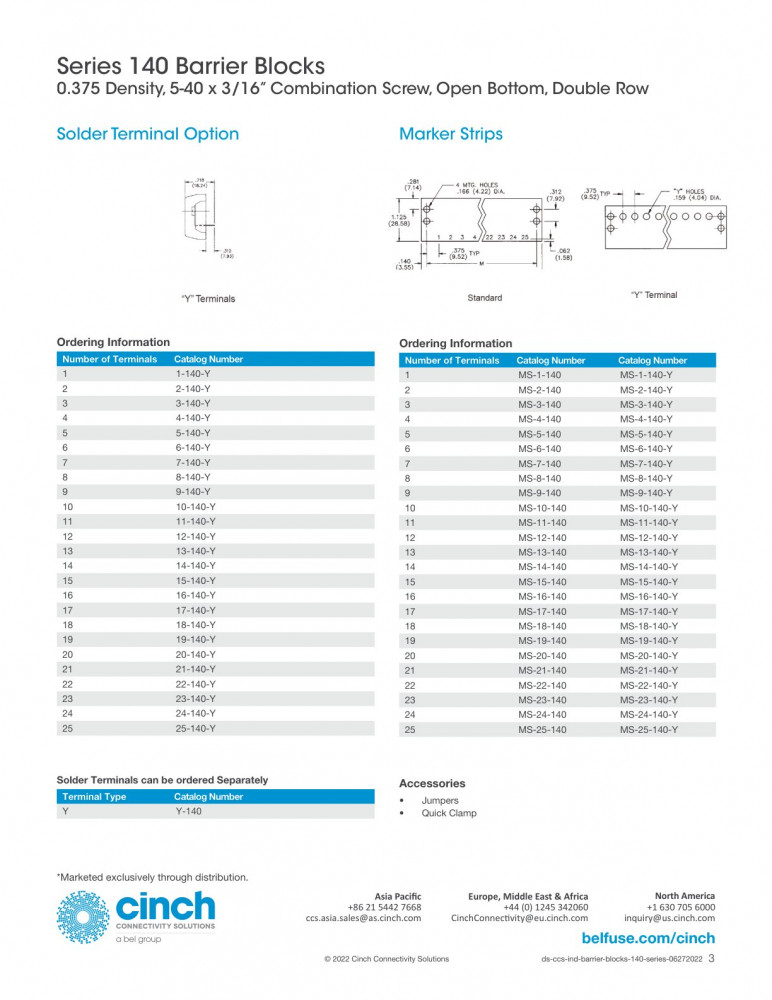 Bel Fuse Series 140 barrier block datasheet page 3