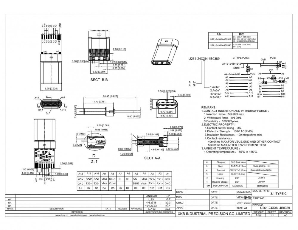 U261-2422N-4B0389 technical drawing page 1