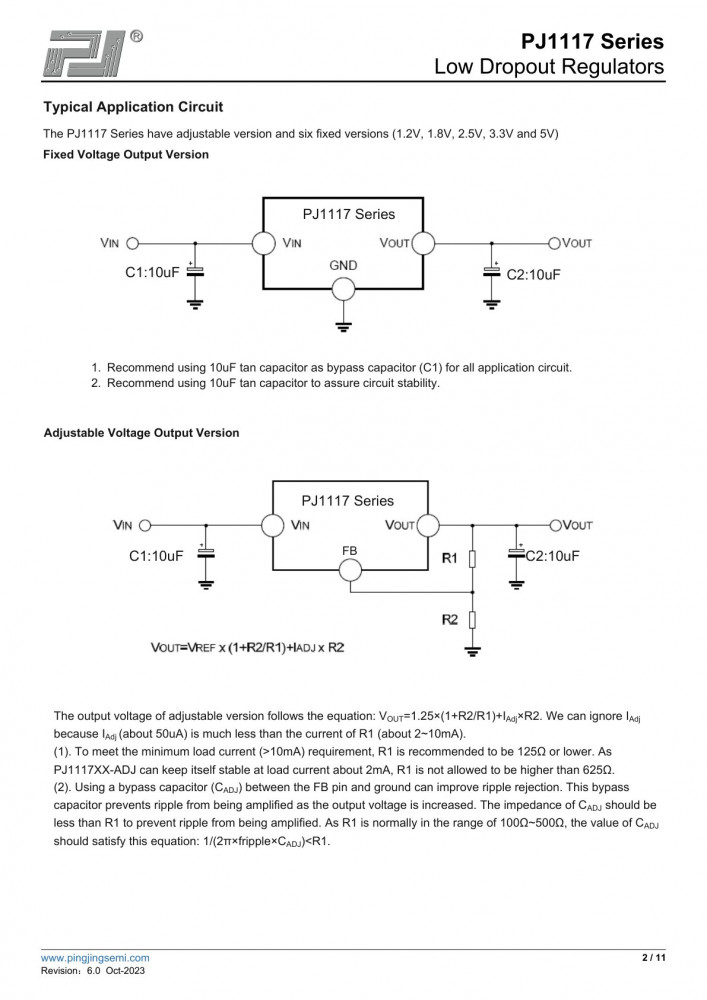 PJ1117 datasheet page 2