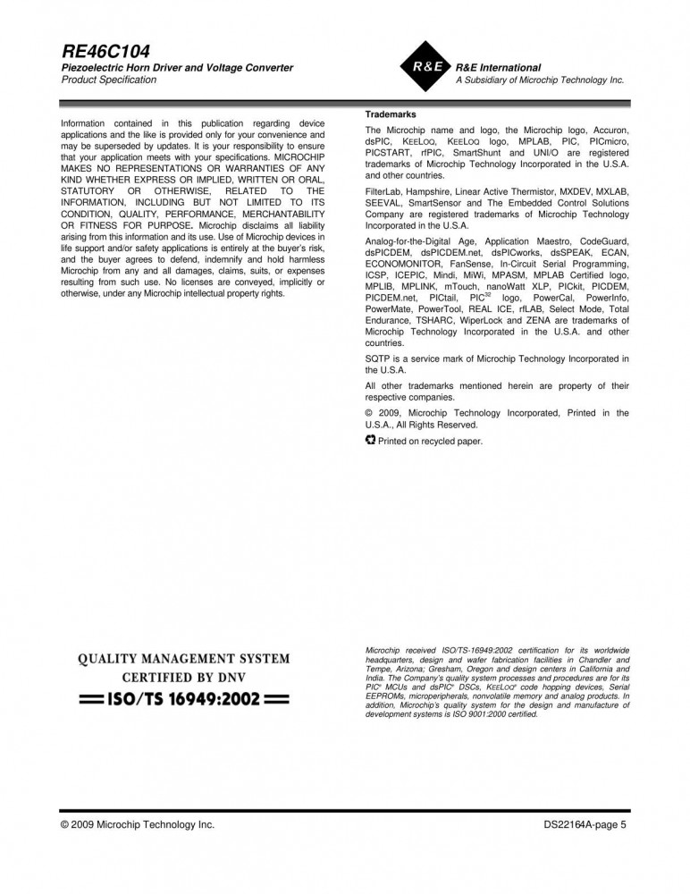 RE46C104 datasheet page 5