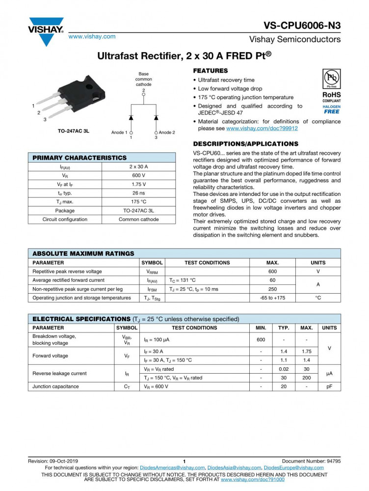 VS-CPU6006-N3 datasheet page 1