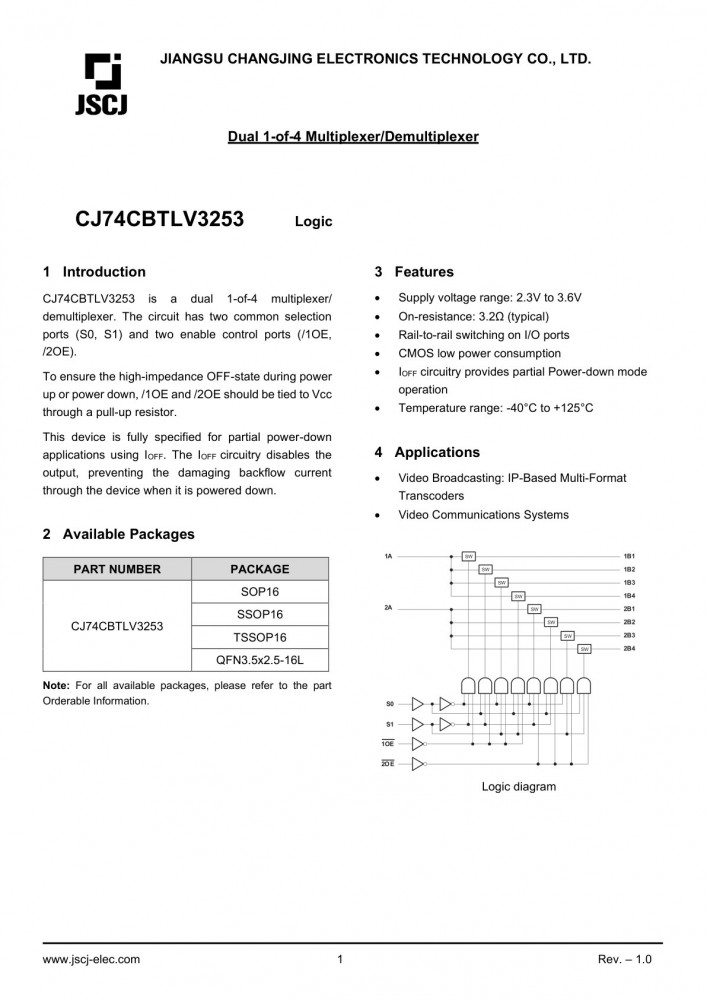 CJ74CBTLV3253BEN datasheet page 1