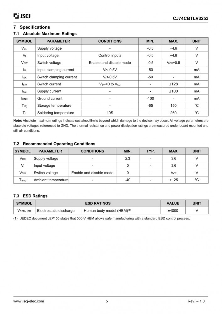 CJ74CBTLV3253BEN datasheet page 5
