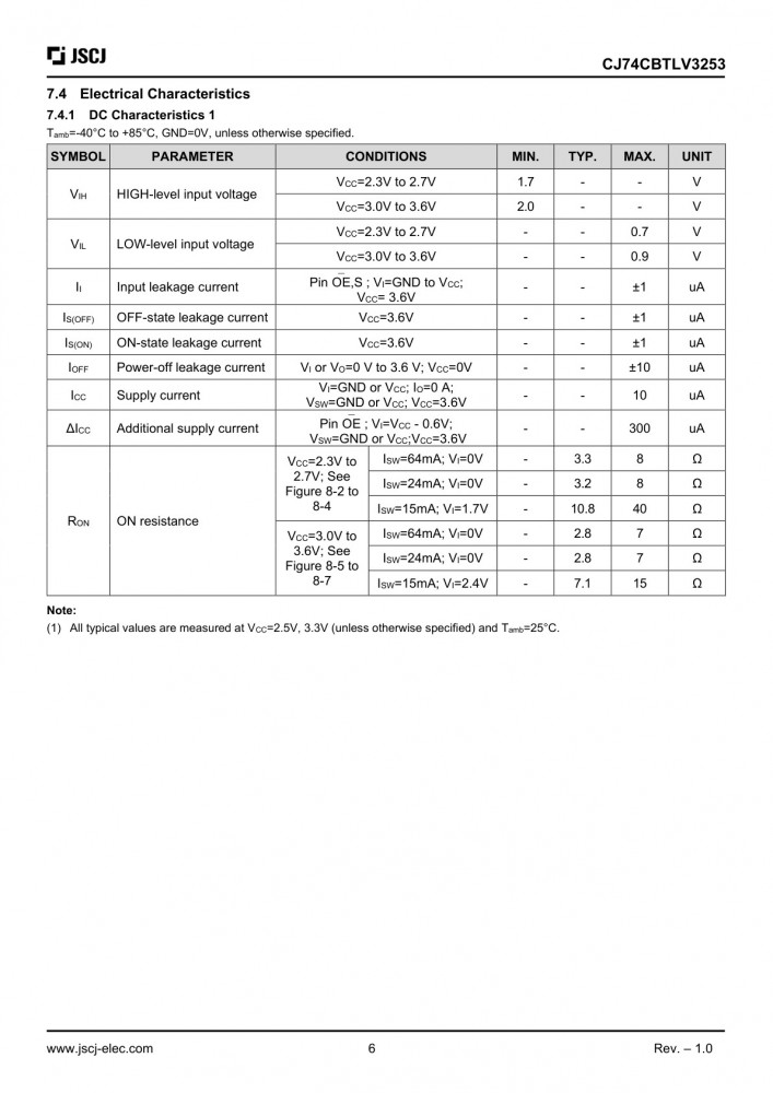 CJ74CBTLV3253BEN datasheet page 6