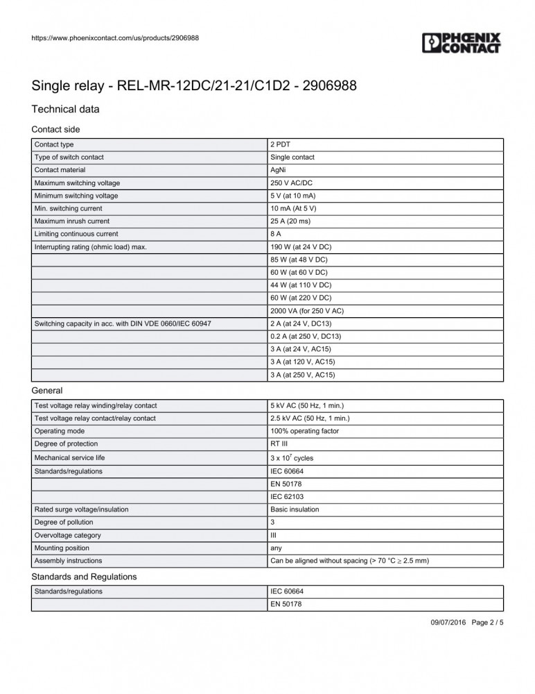 Phoenix Contact 2906988 technical document page 2