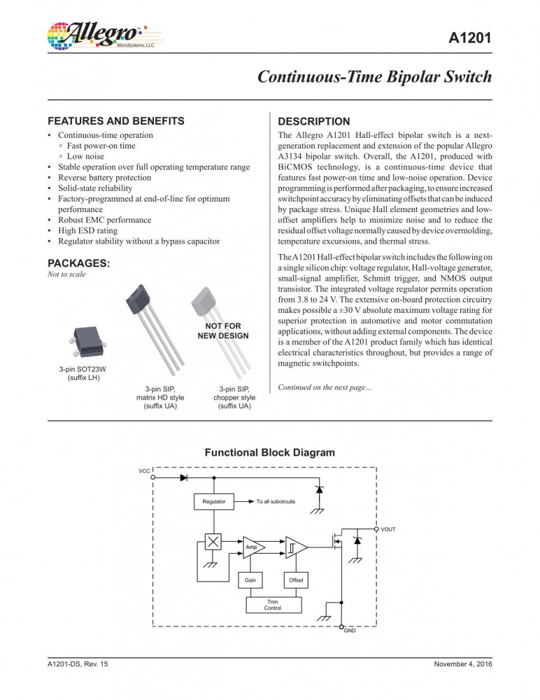 A1201 datasheet page 1