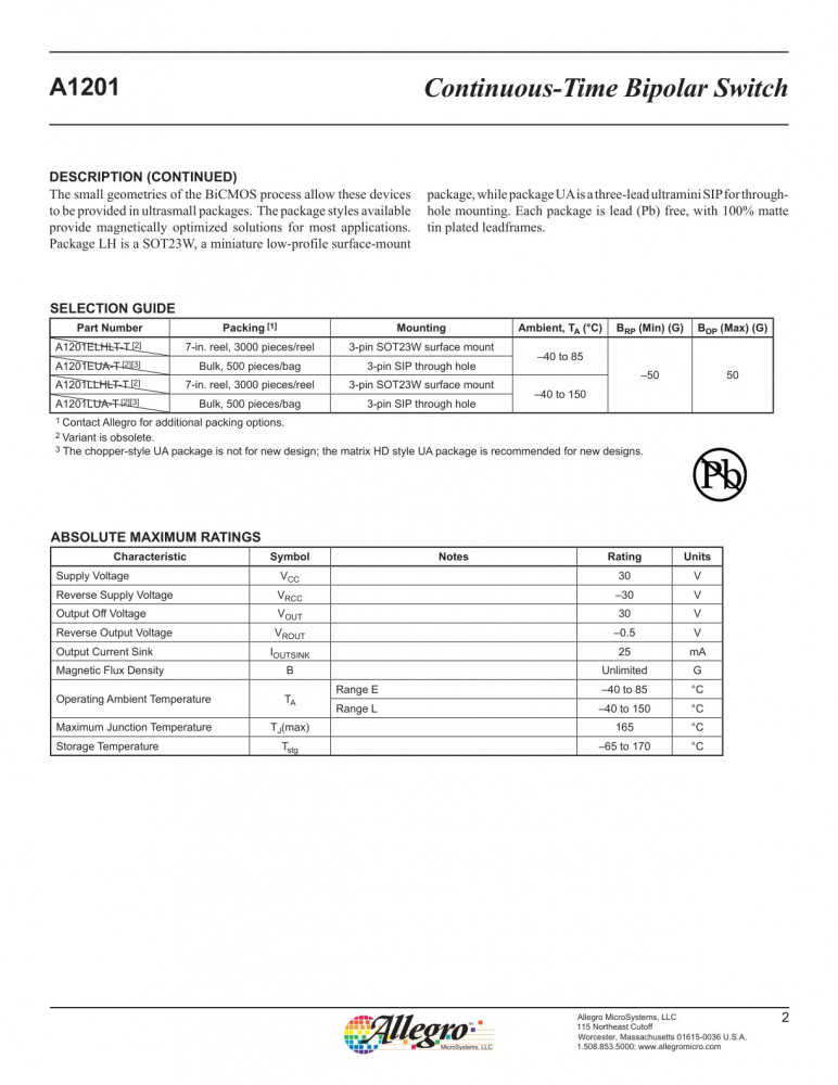 A1201 datasheet page 2