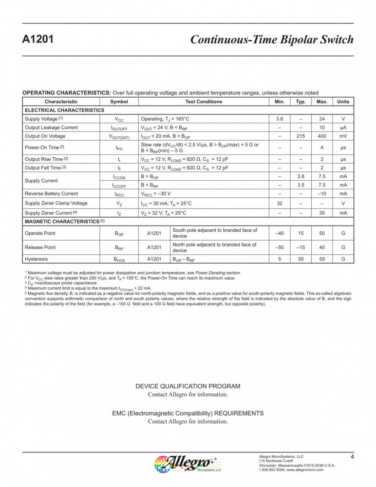 A1201 datasheet page 4