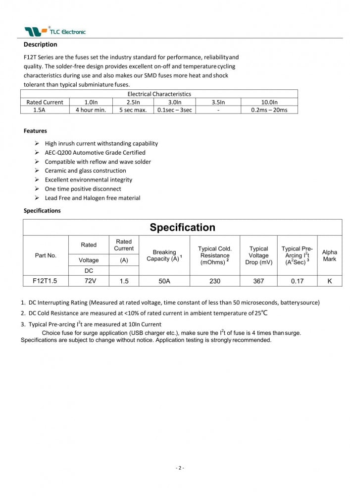 F12T1.5 datasheet page 2