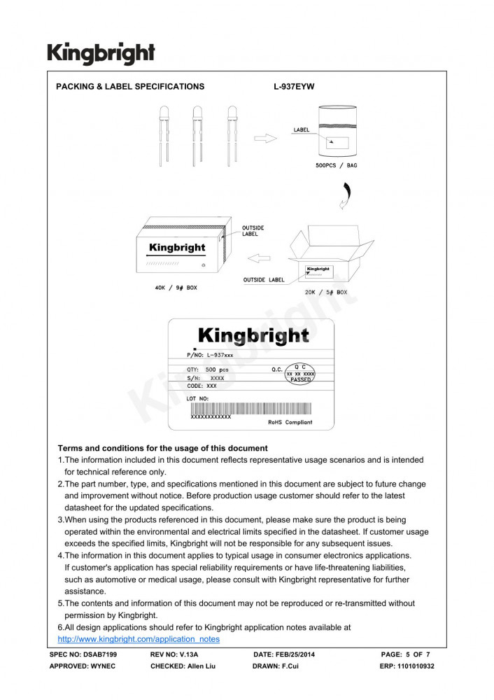 L-937EYW datasheet page 5