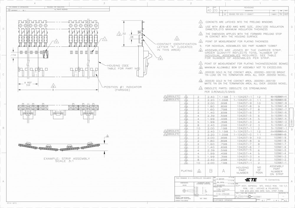 TE Connectivity 5-103961-3 controlled drawing preview