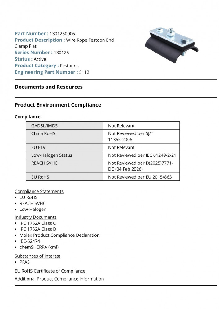 MOLEX 1301250006 technical document, page 1