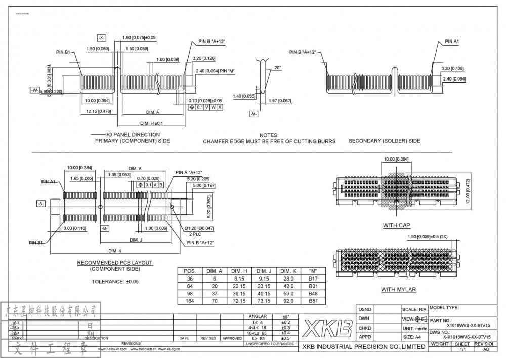 X1618WVS connector technical drawing page 2