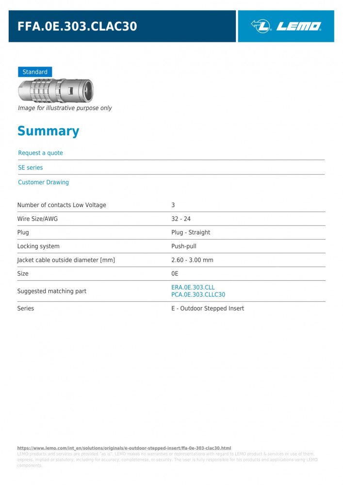 FFA.0E.303.CLAC30 technical document page 1