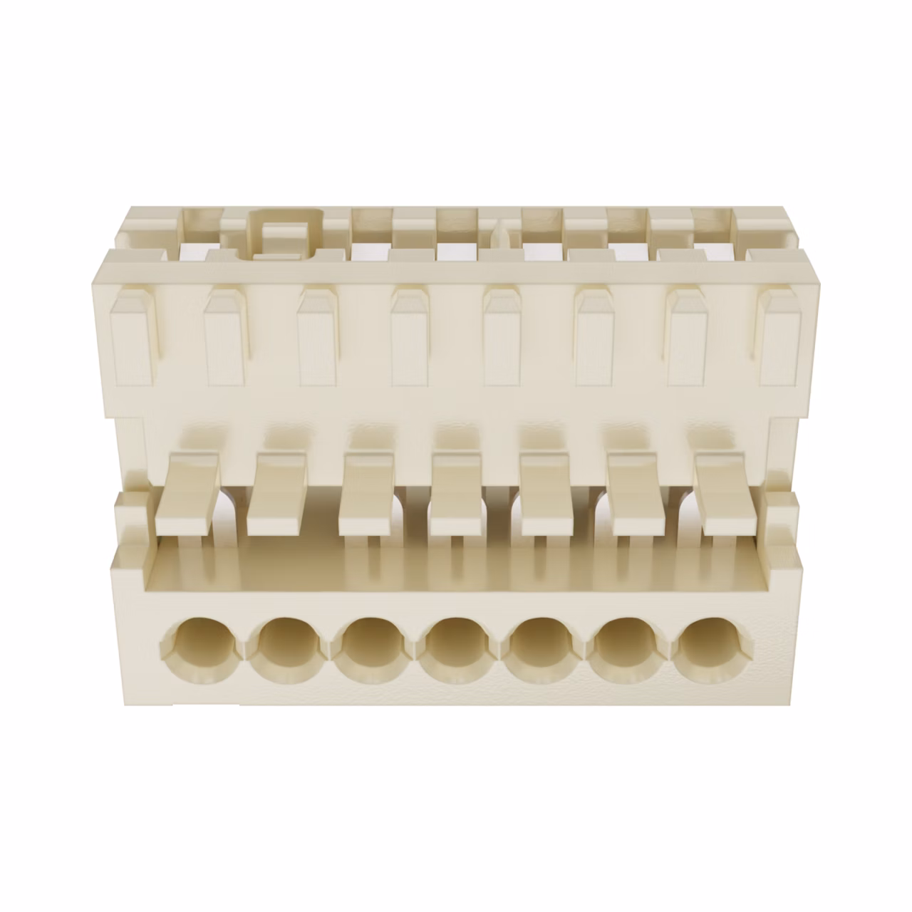 Appli-Mate RAST 2.5 Connector, 2.50mm Pitch, Female, 7 Circuits, Circuit 2 Voided, Polarizing Rib Between 4/5, Latch at Circuit 2, Open Endwalls, Tin Plating for sale
